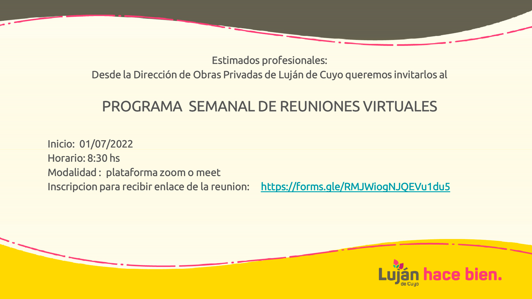 Programa Semanal de Reuniones Virtuales - Copig